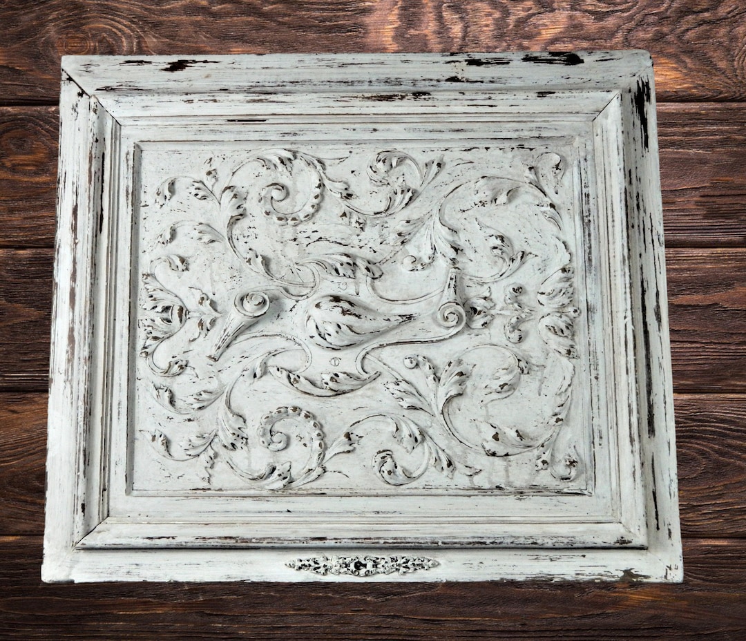 Heavily Embellished White Farmhouse Style Carved Wood Panel - Etsy