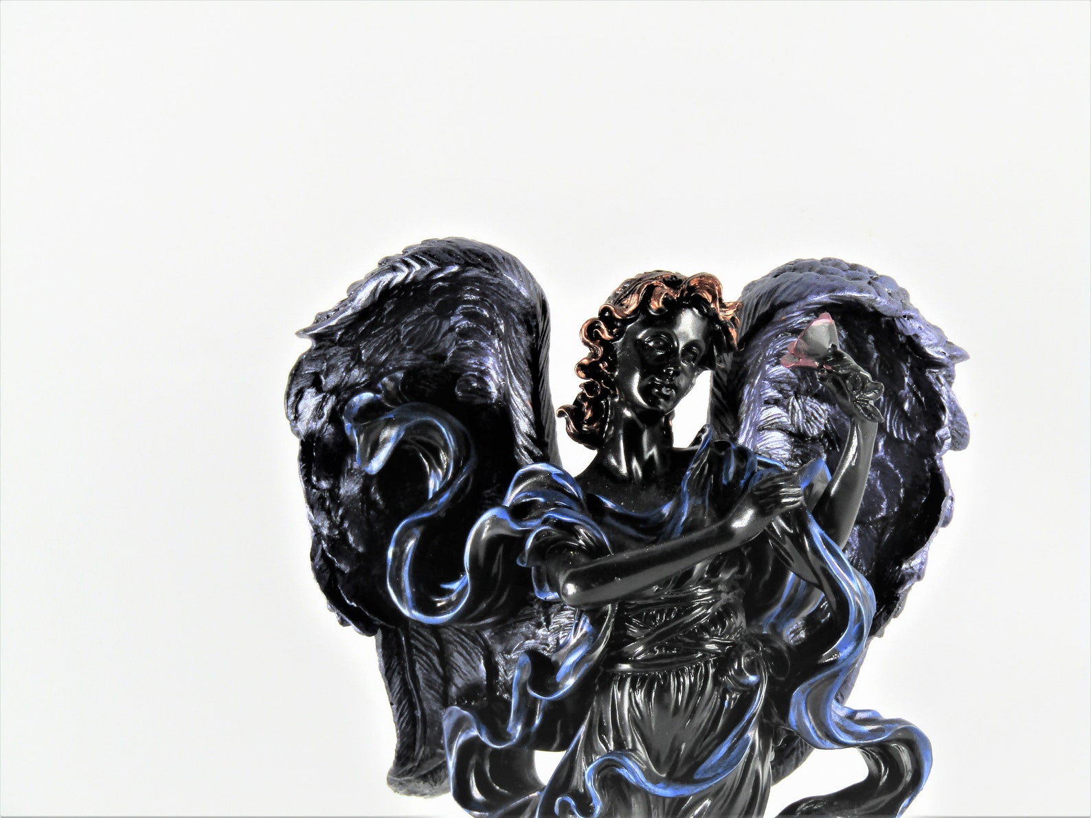 Hand Painted Gothic Dark Fairy Statue With Roses - Etsy