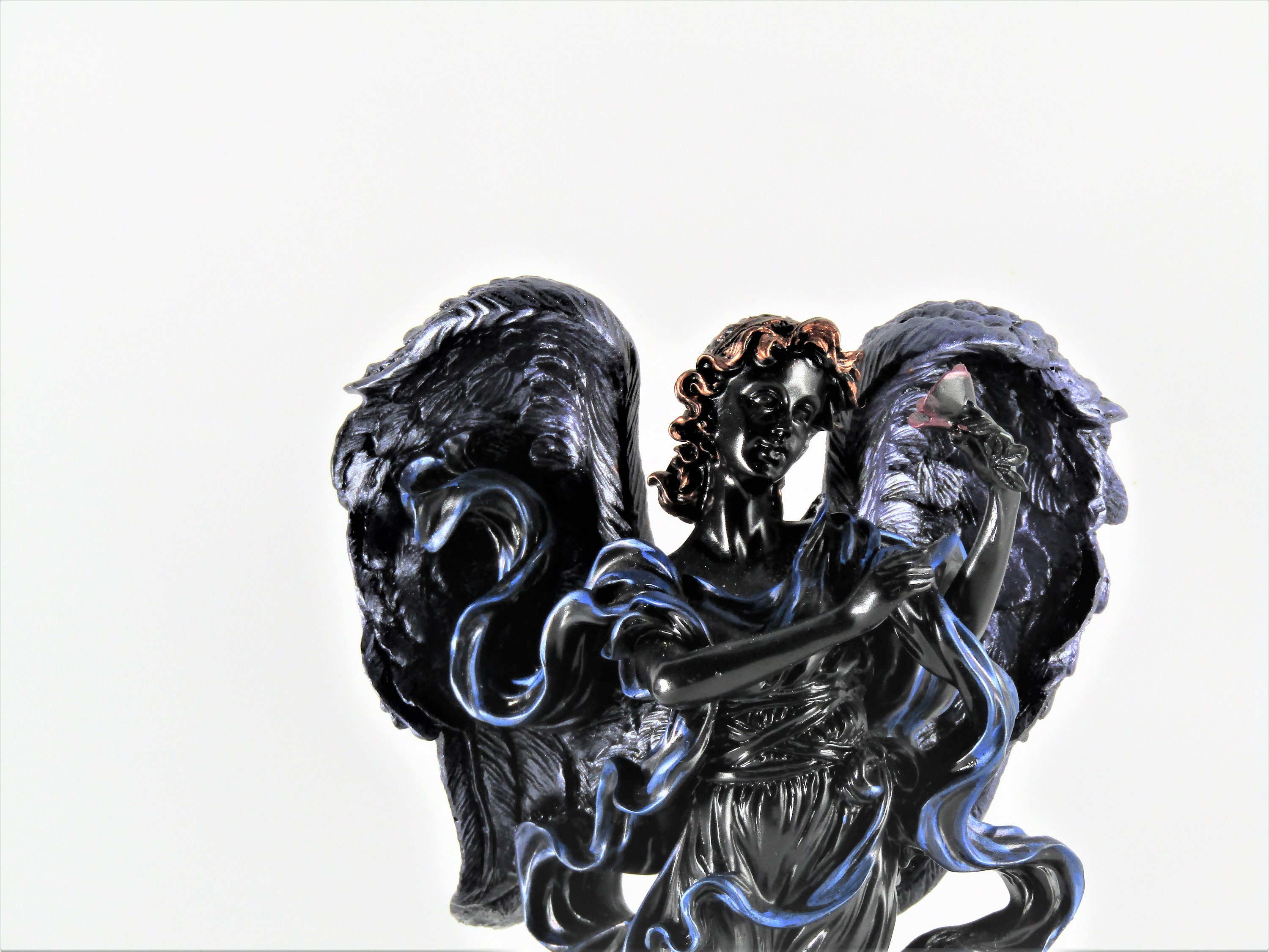 Hand Painted Gothic Dark Fairy Statue With Roses - Etsy