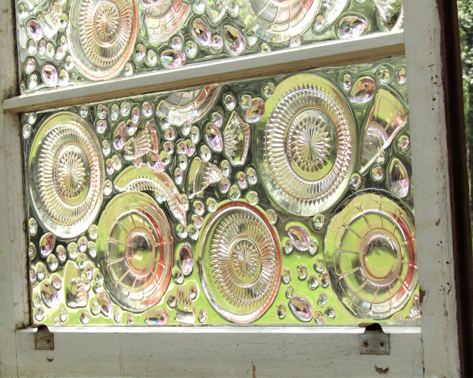 Suncatcher Window With Vintage Glassware Pale Pink Epoxy Resin and ...