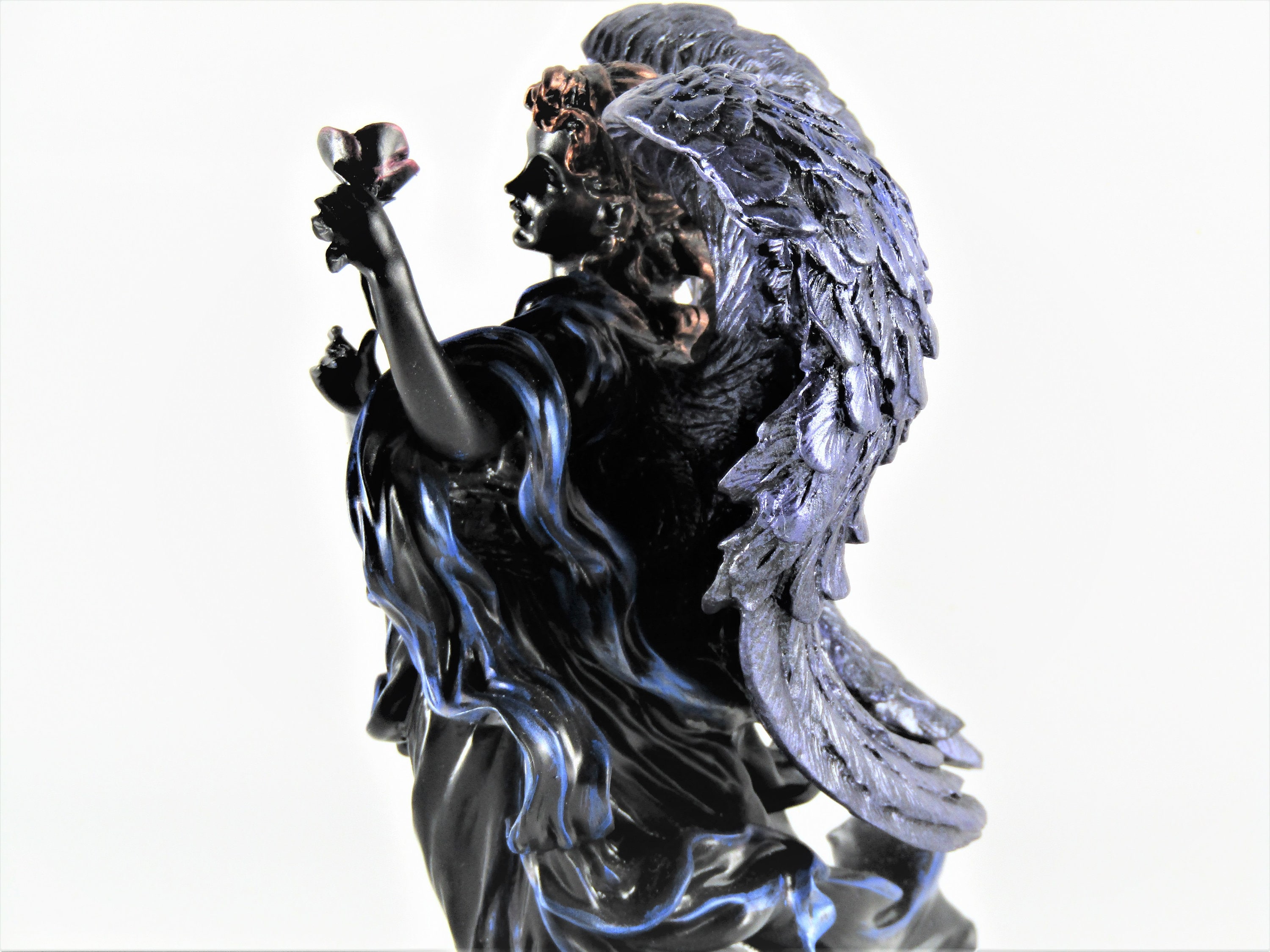 Hand Painted Gothic Dark Fairy Statue With Roses - Etsy