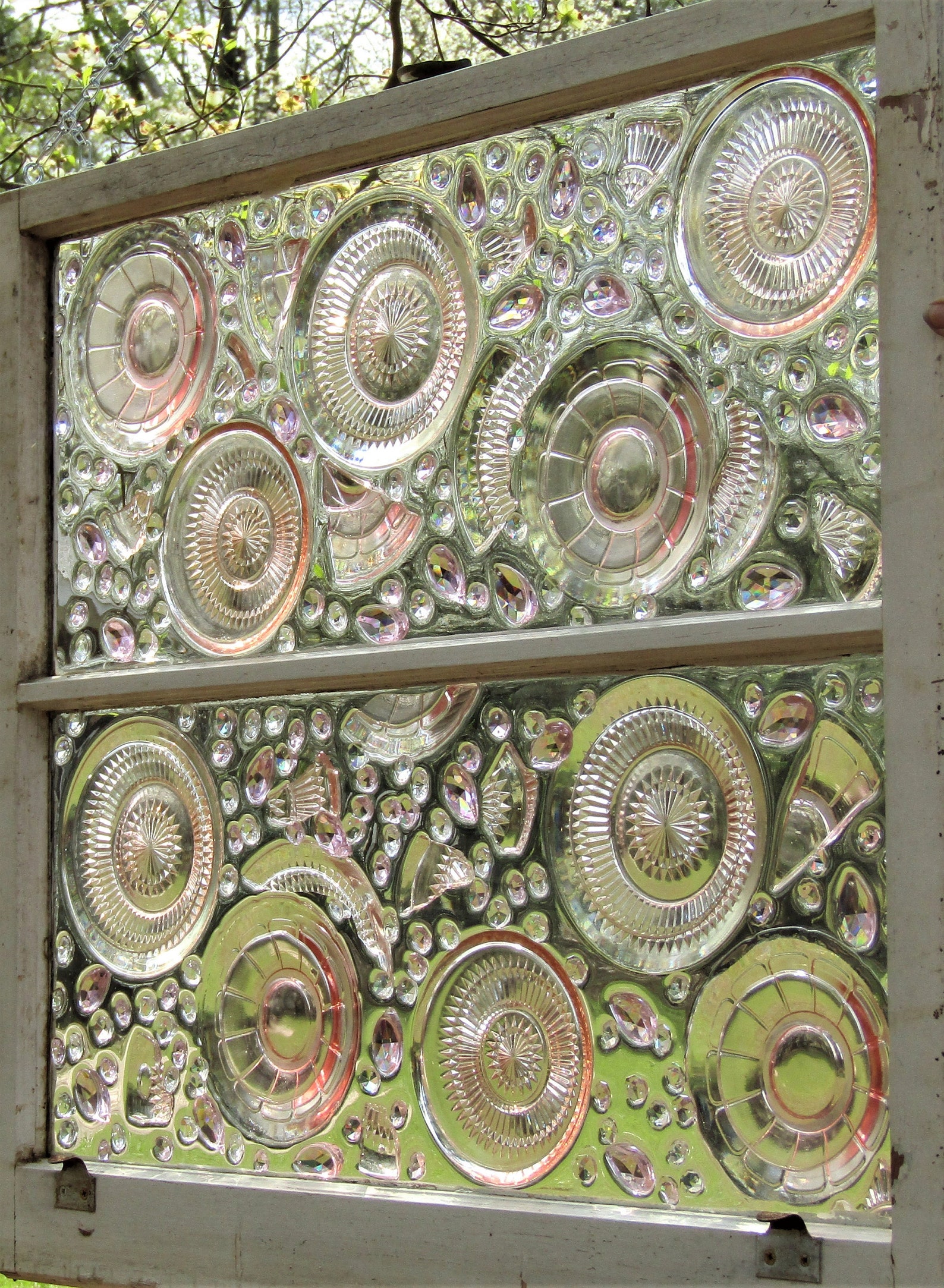 Suncatcher Window With Vintage Glassware Pale Pink Epoxy Resin and ...