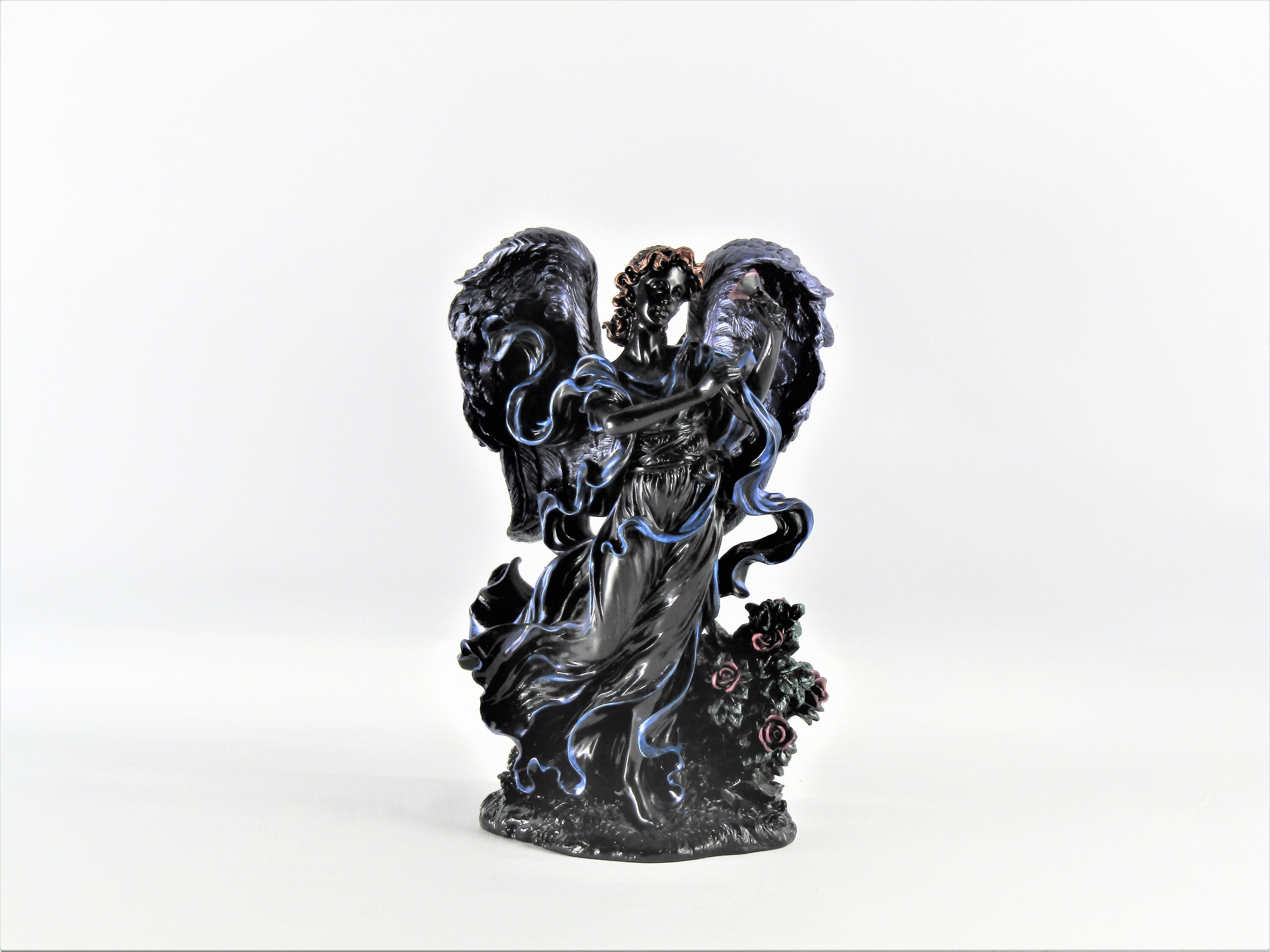 Hand Painted Gothic Dark Fairy Statue With Roses - Etsy