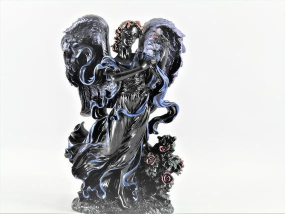 Hand Painted Gothic Dark Fairy Statue With Roses | Etsy