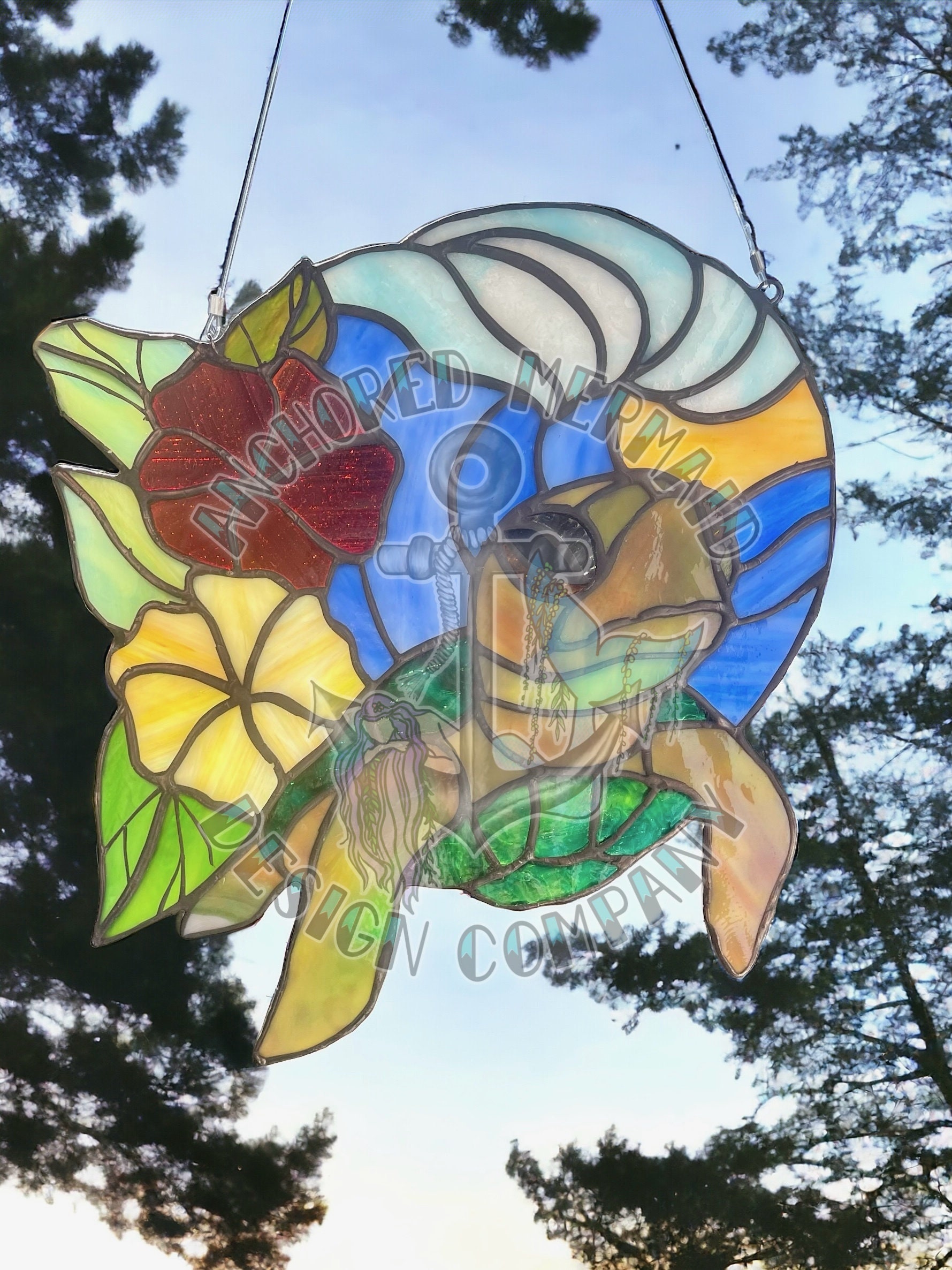 Sea Turtle and Wave Stained Glass Pattern COMMERCIAL LICENSE INCLUDED ...