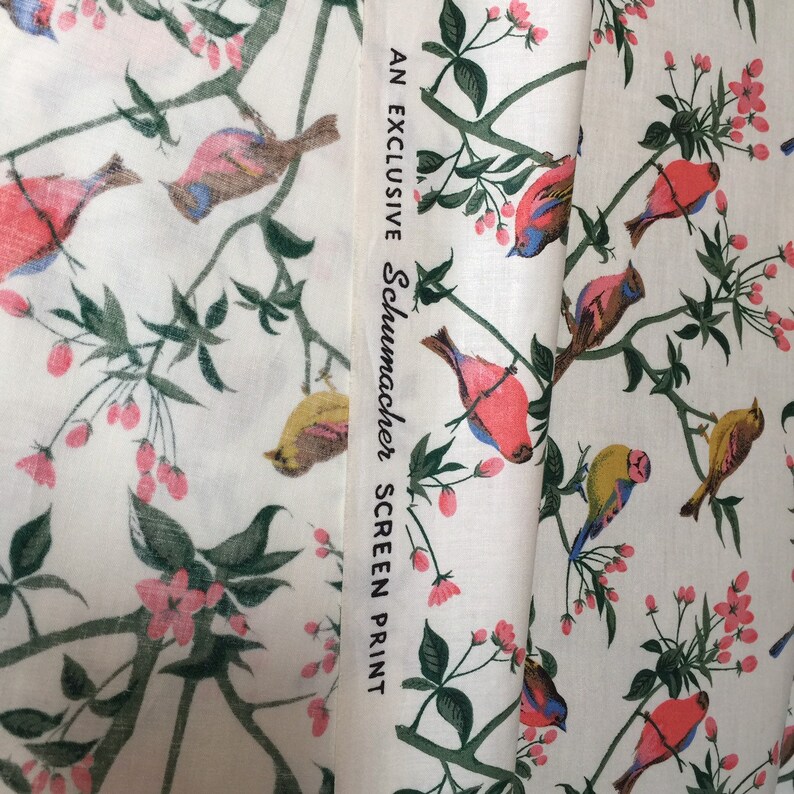 Vintage Screen Print Fabric singing Tree by Schumacher. - Etsy