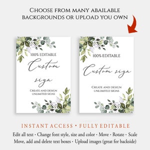 Editable Signs Custom Wedding Table Sign Template Edit in TEMPLETT ...