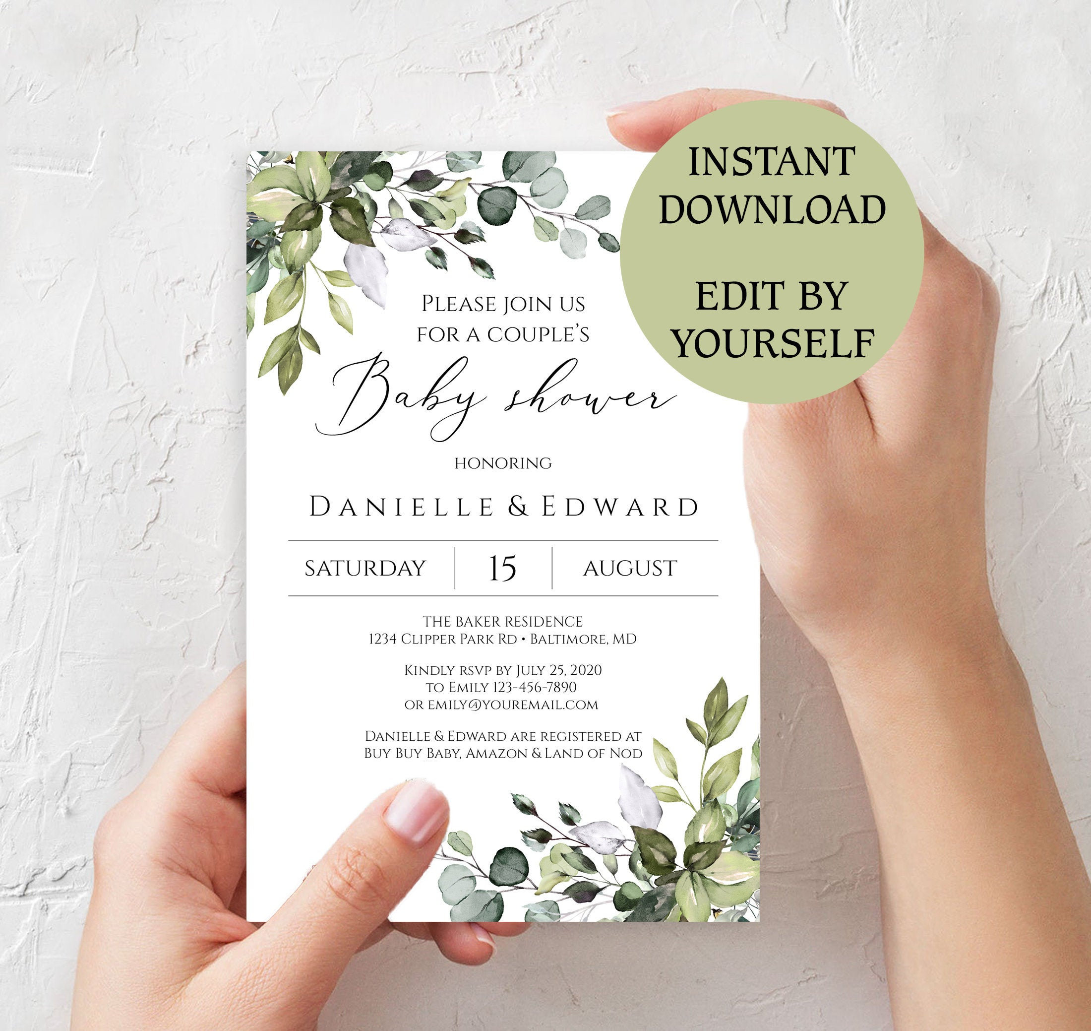 4x6 Couples Baby Shower invitation template Editable with | Etsy