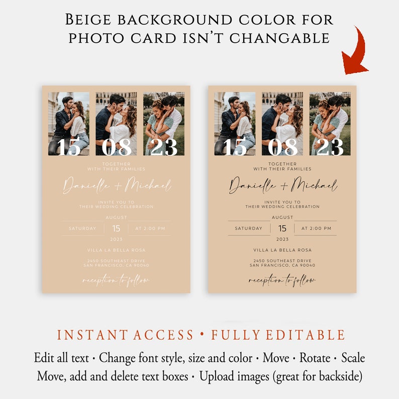 Beige Wedding Invitation Set Beige Wedding Invites With - Etsy