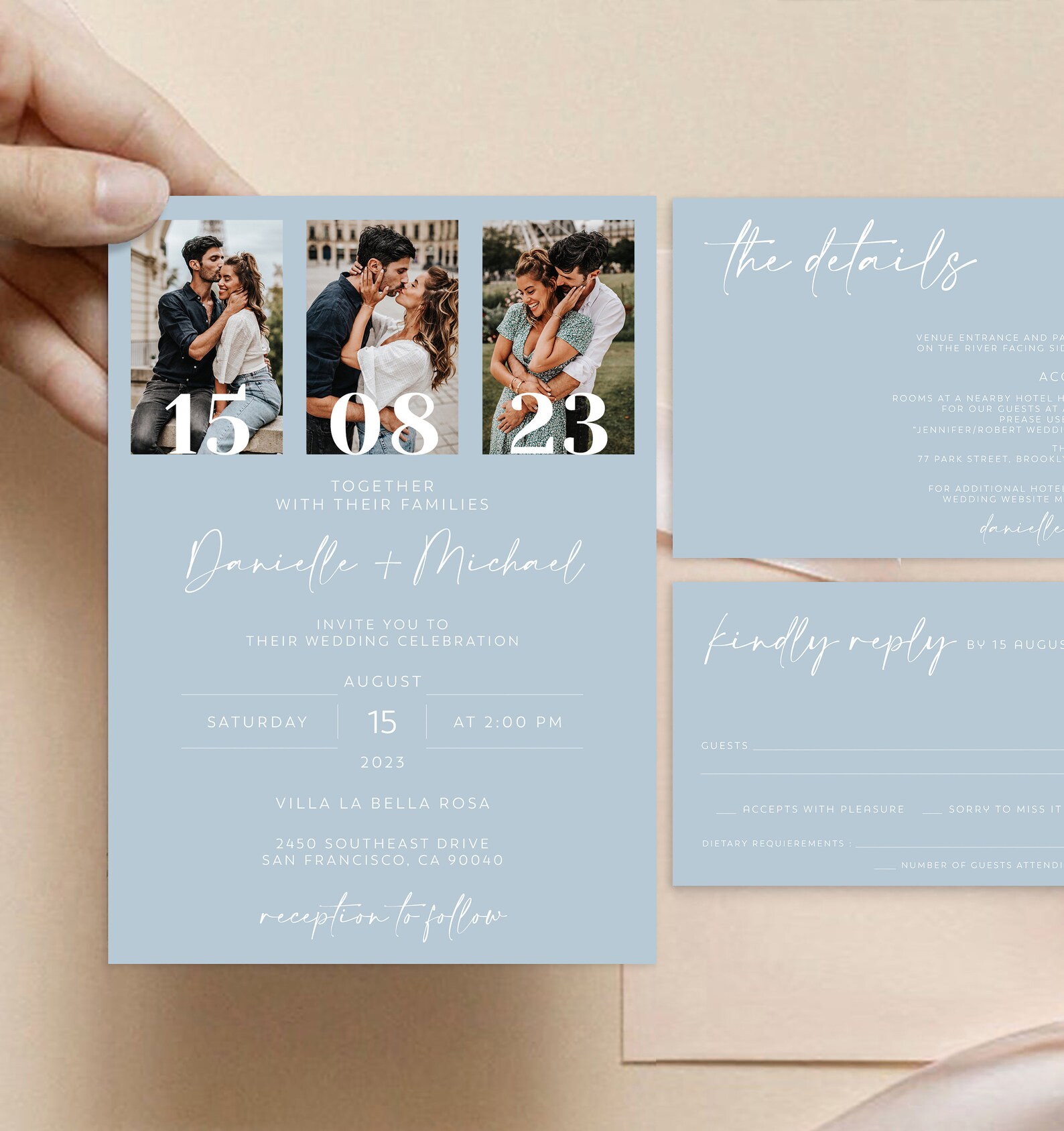 Dusty Blue Wedding Invitations Wedding Invitation Set - Etsy