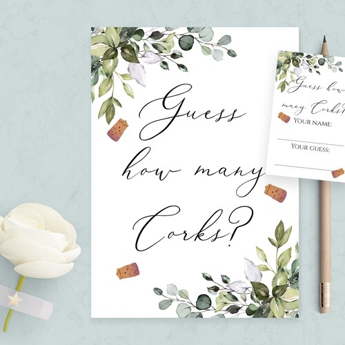 Guess How Many Corks Bridal Shower Games Printable Bridal - Etsy
