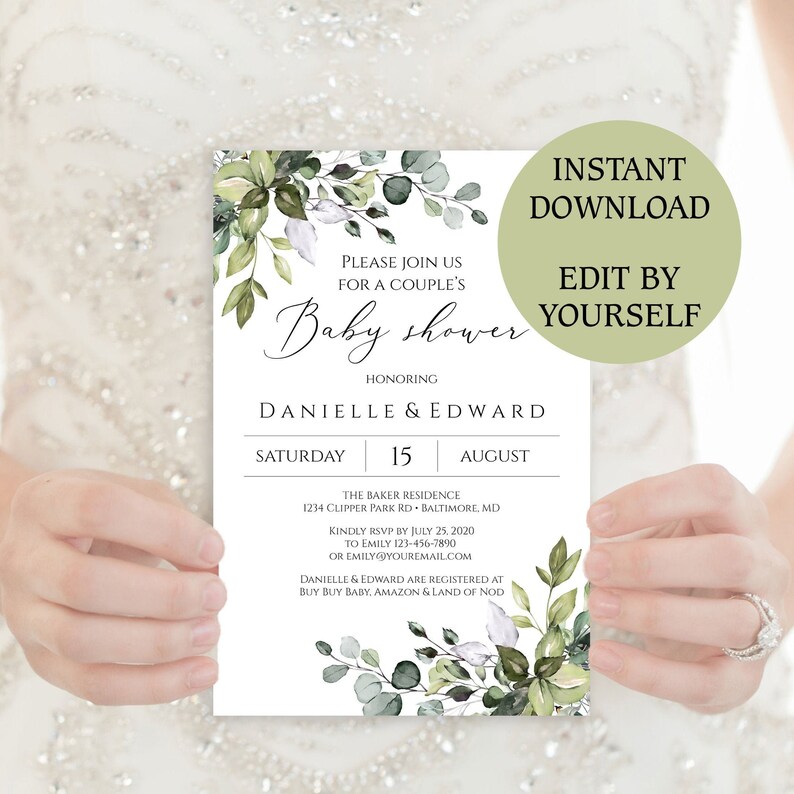 4x6 Couples Baby Shower Invitation Template Editable With - Etsy