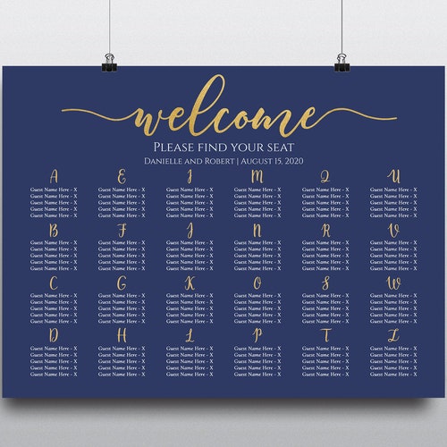 Navy Blue and Blush Pink Seating Chart Template INSTANT - Etsy
