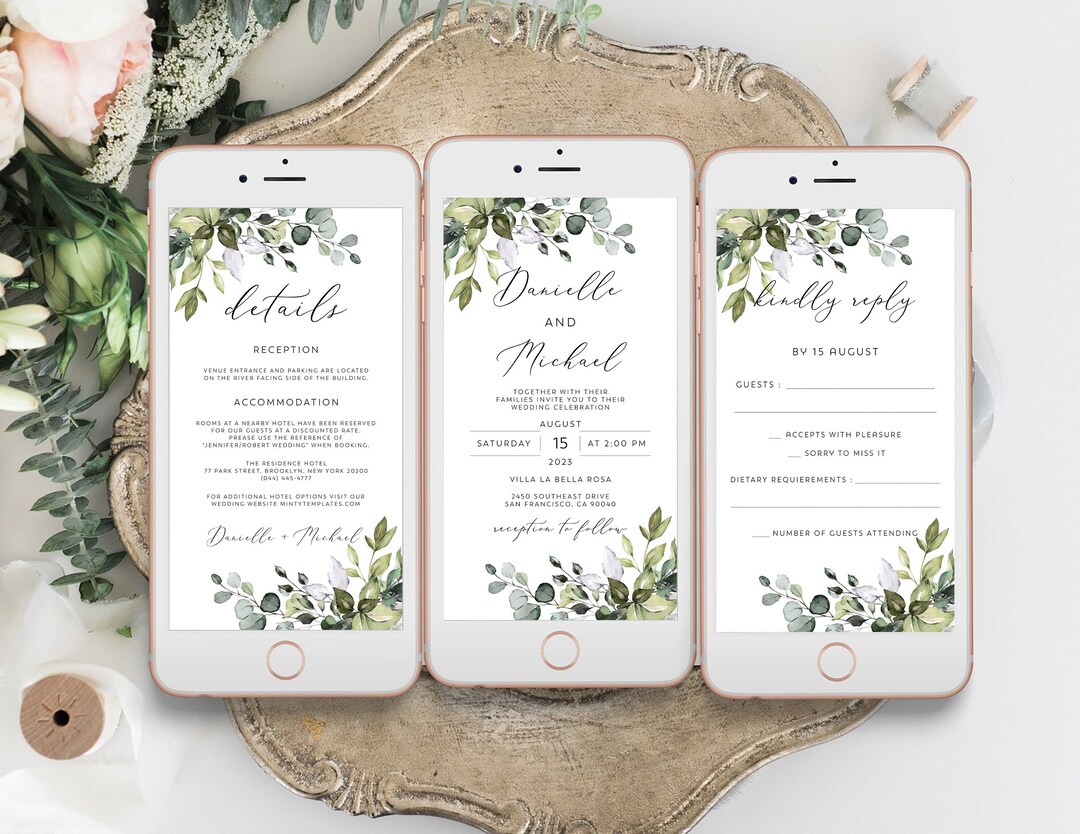 Electronic Wedding Invitation and Rsvp Digital Wedding - Etsy