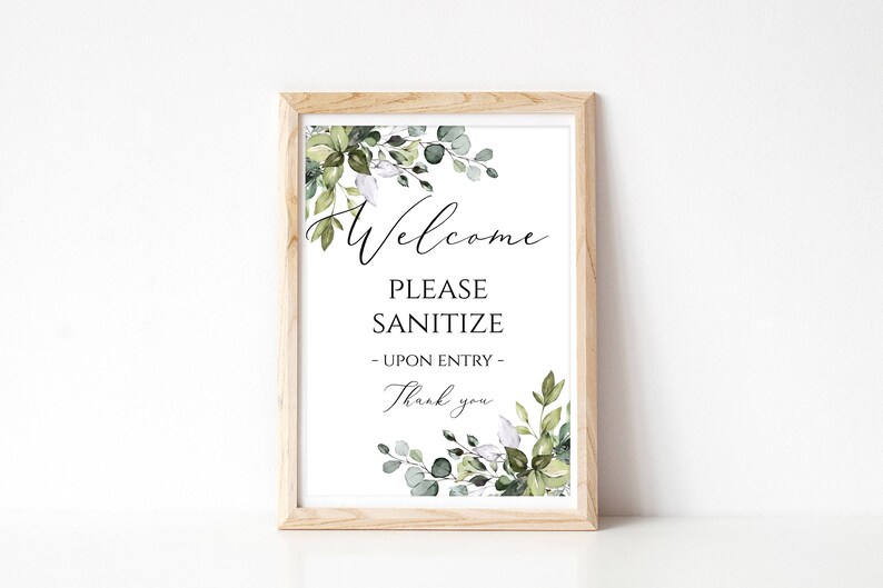 Welcome Please Sanitize Sign Printable Welcome Poster | Etsy