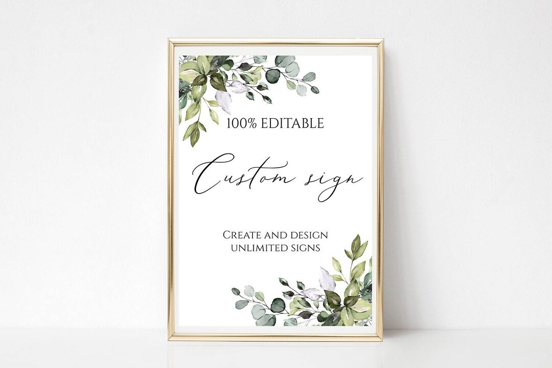 Editable Signs Custom Wedding Table Sign Template Edit in TEMPLETT ...