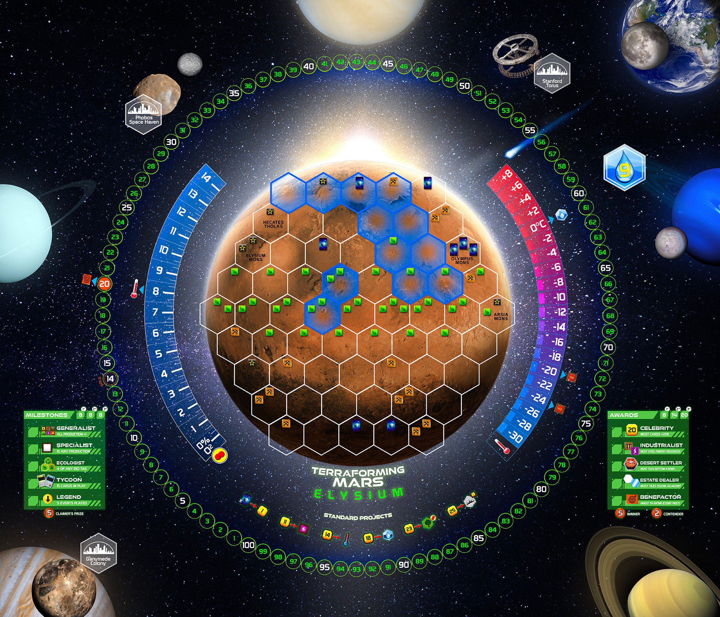 24x28" Terraforming Mars Compatible Map Graphics - V2.1 - No Expansions ...