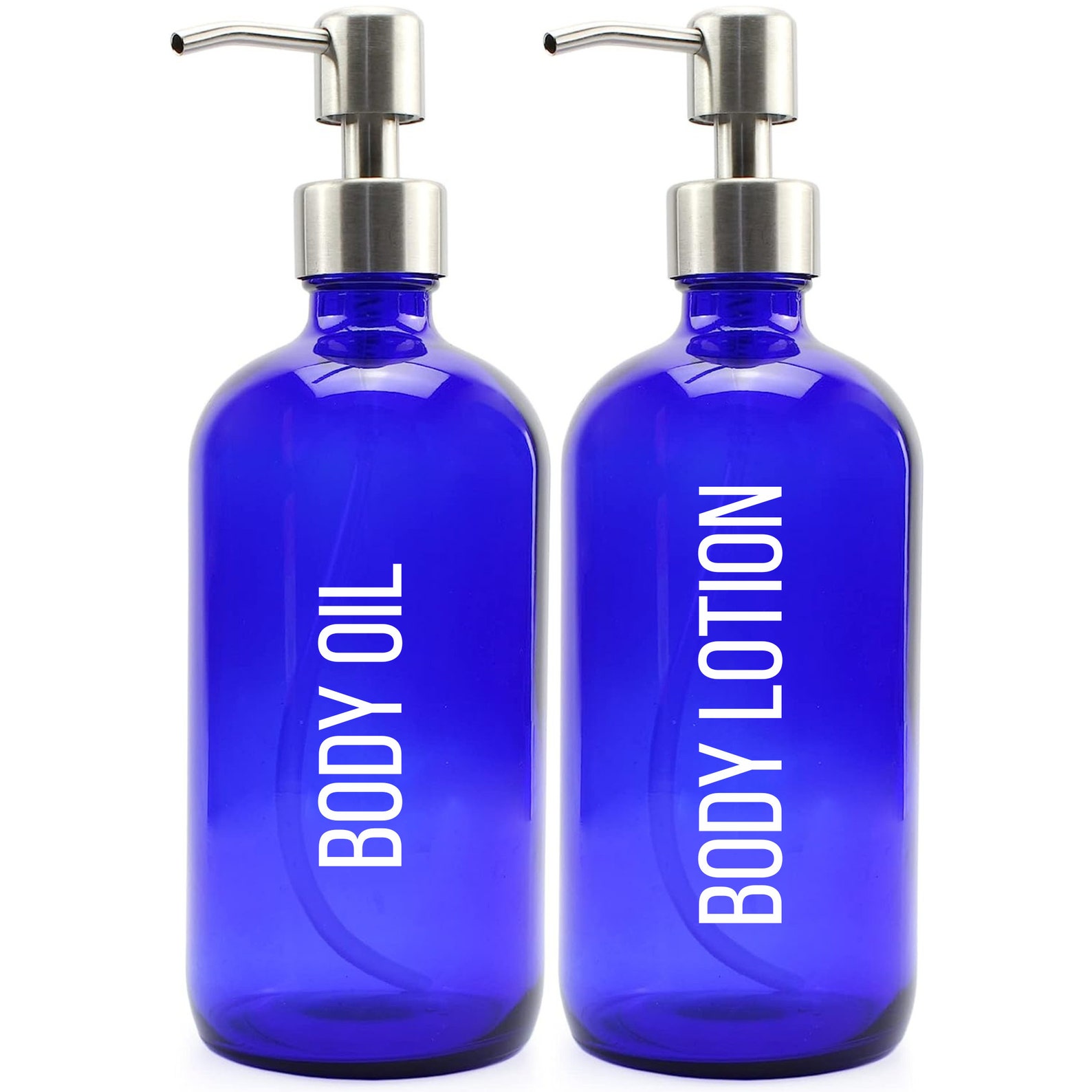 Glass Custom Labeled Refillable Pump Bottles (2 Pcs) - Etsy
