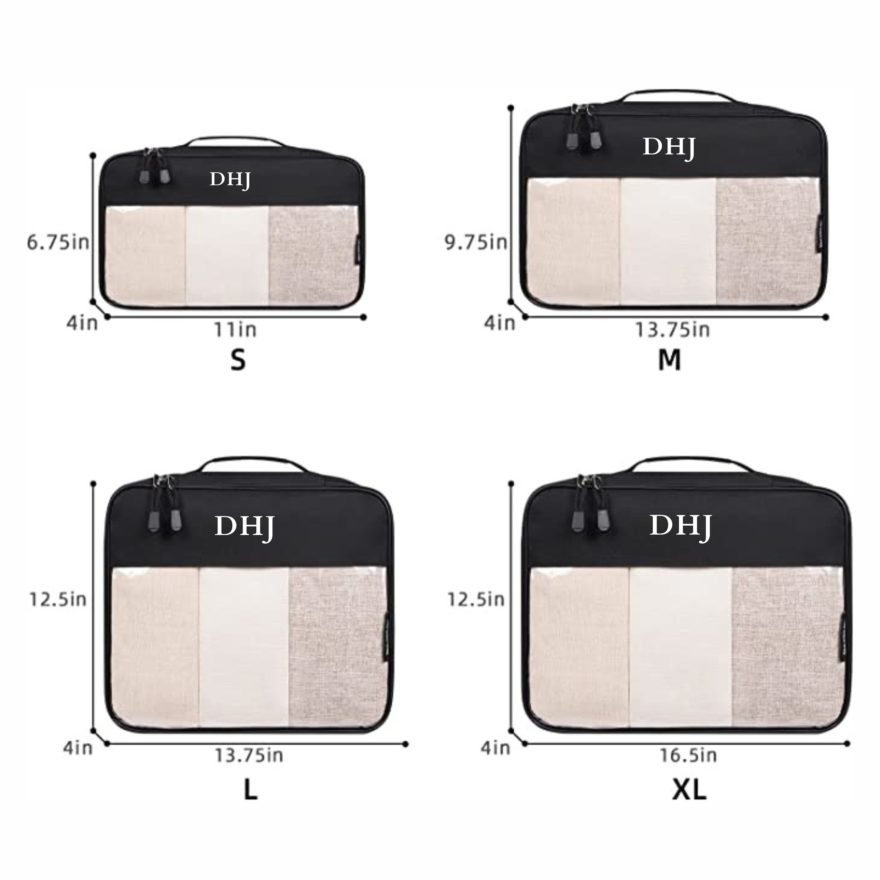 Personalized Packing Cubes: Water-repellent Luggage Organizer (4 Piece ...
