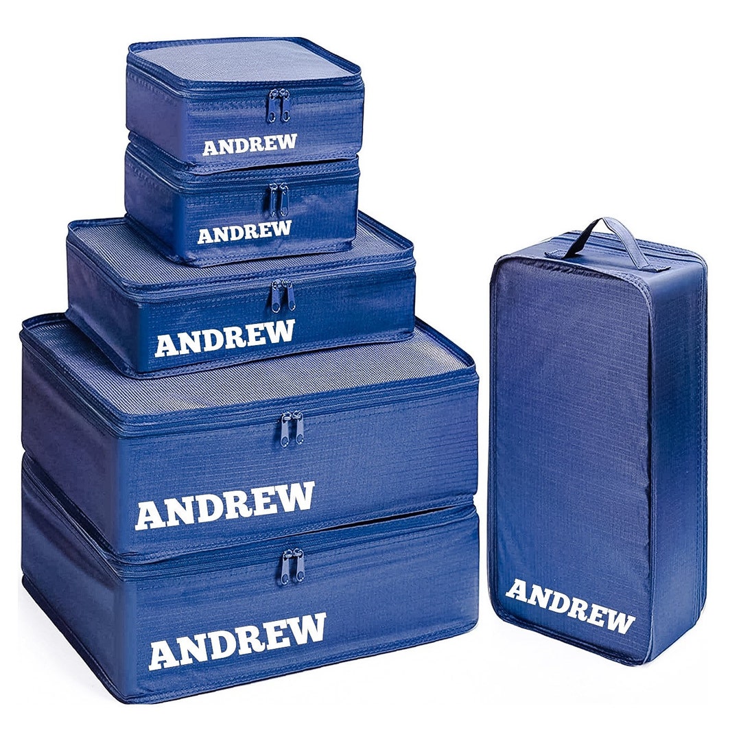 Personalized Nylon Packing Cubes: Travel Luggage Organizer Set (6 Piece ...