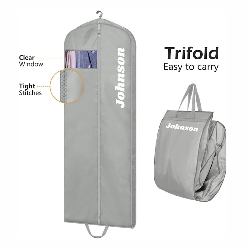 Personalized Hanging Garment Bag: 65" Travel Suit & Dress Cover - Etsy