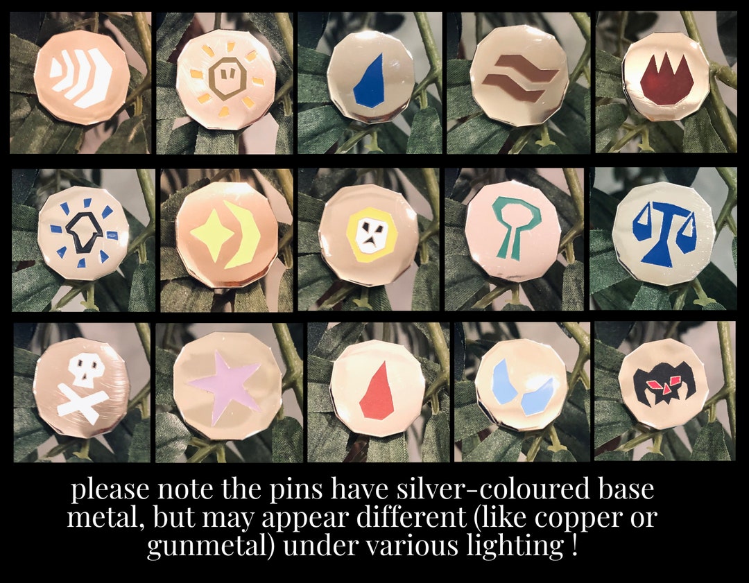 OSRS Runes Full Set, Old School Runescape Inspired Enamel Pins, Glow in ...