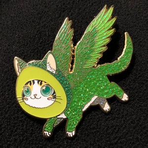 Flying Avocado Cat, FAC Mascot Promotional Pins, Glow in the Dark ...