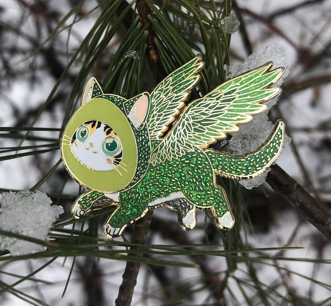 Flying Avocado Cat, FAC Mascot Promotional Pins, Glow in the Dark Glitter Hard Enamel Pin - Etsy