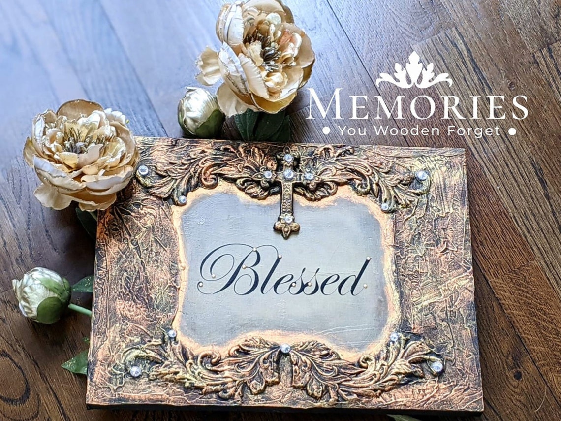 Blessed Wood Sign Rustic Home Decor Royal Decor Wood Plaque Wall ...