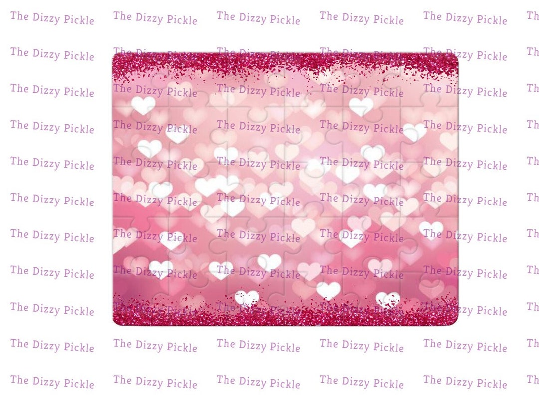 Valentine's Day Puzzle Pink Heart Blank Glitter Happy Valentine's Day ...