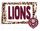 Sublimation Maroon Leopard Print Border Lions Design PNG - Etsy