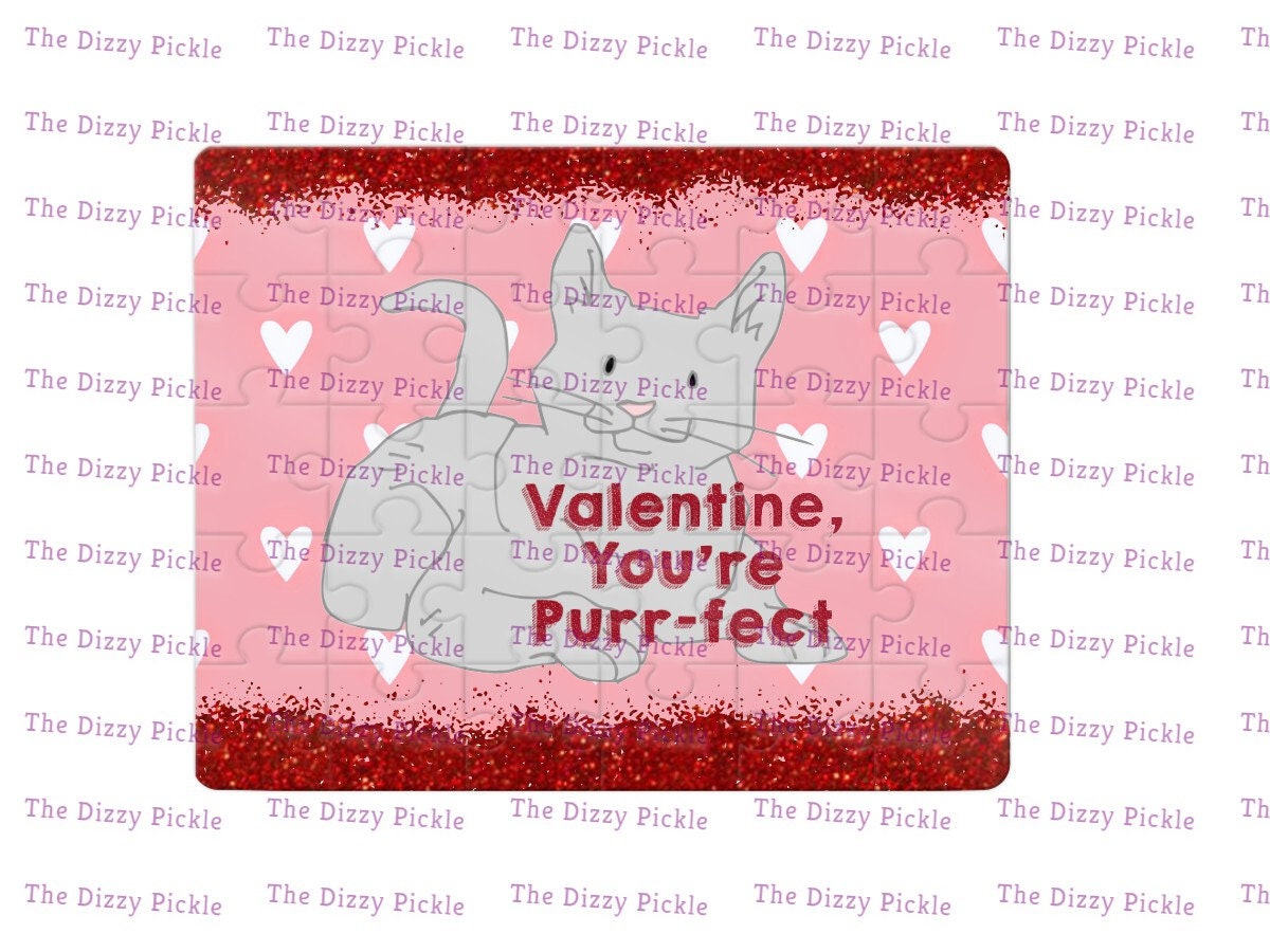 Valentine's Day Puzzle Kitten You're Purrfect Cat - Etsy UK