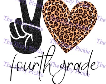 Peace Love Fourth Grade 4th PNG, Back to School, Elementary, Digital ...