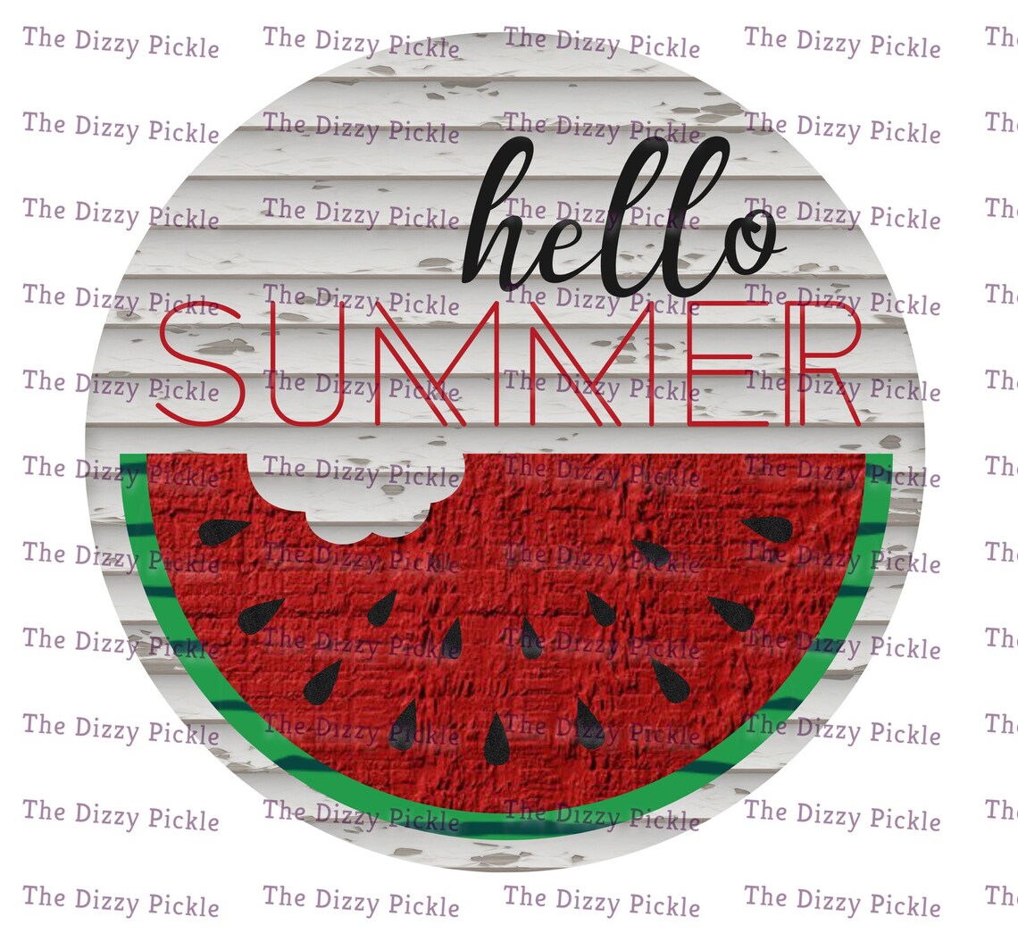 Watermelon Hello Summer Sublimation Round Door Hanger Design - Etsy