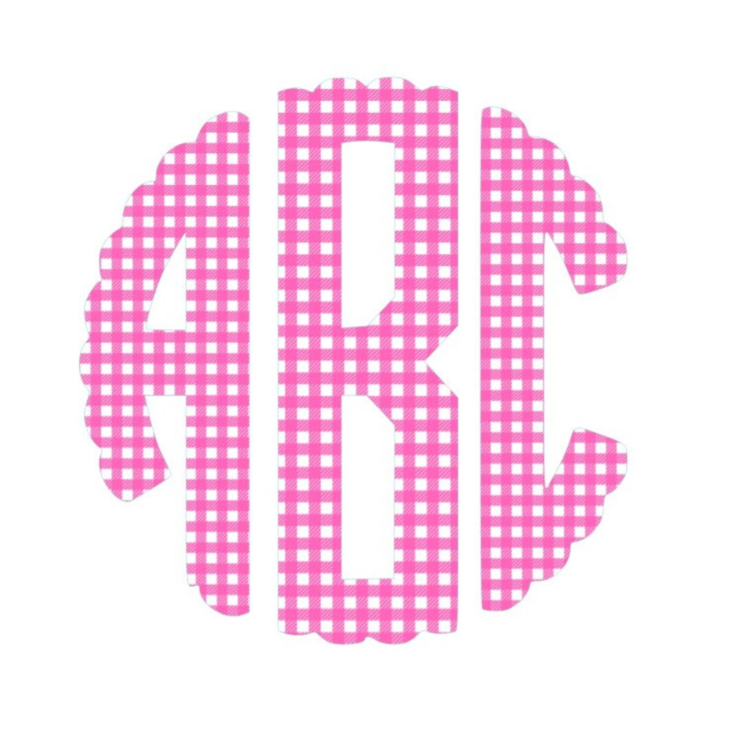 Sublimation Pink Gingham Scalloped Alphabet Design PNG Sublimation ...