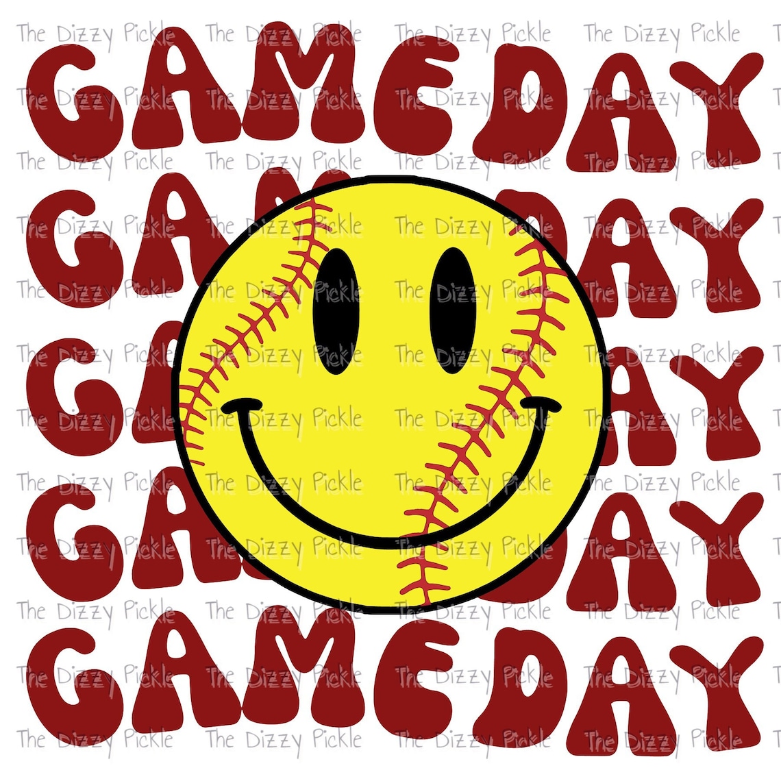 Baseball Softball Retro Smiley Face Game Day File Cardinal - Etsy