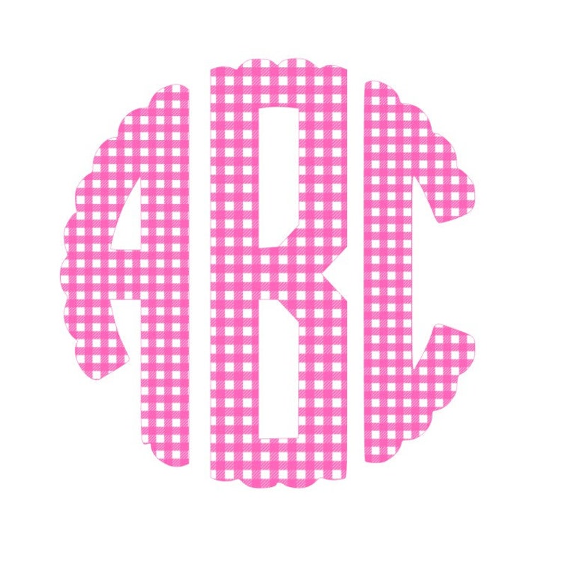Sublimation Pink Gingham Scalloped Alphabet Design PNG | Etsy