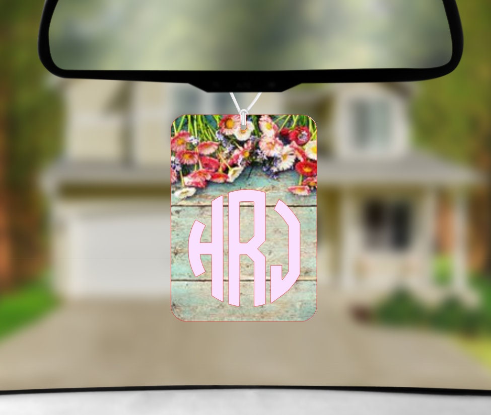 Car Air Freshener Wooden Floral Rectangle Sublimation Design | Etsy