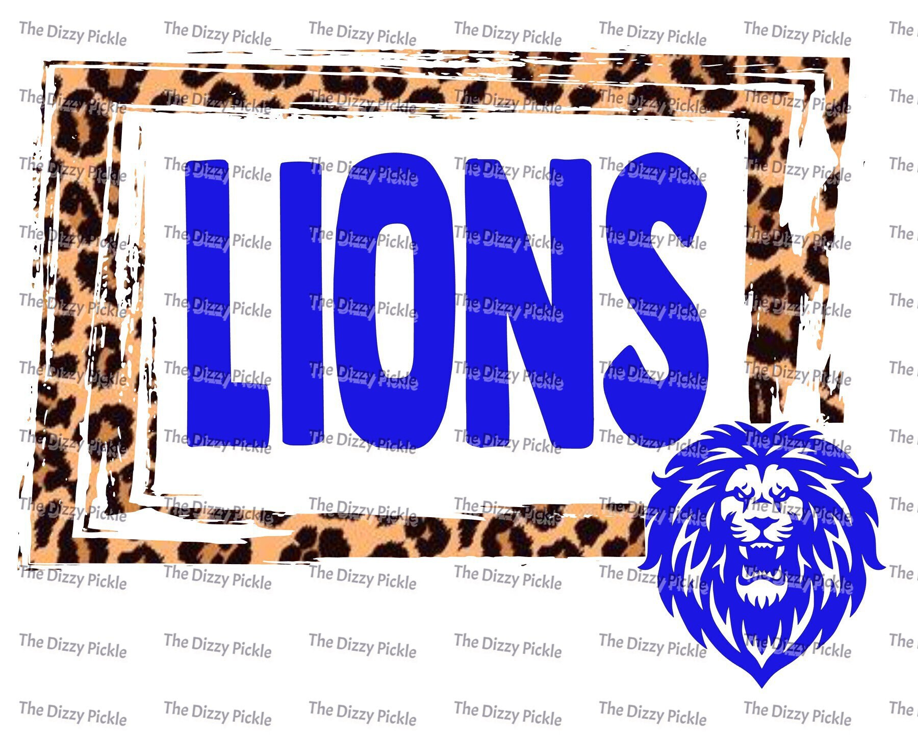 Sublimation Blue Leopard Print Border Lions Design PNG Sublimation ...