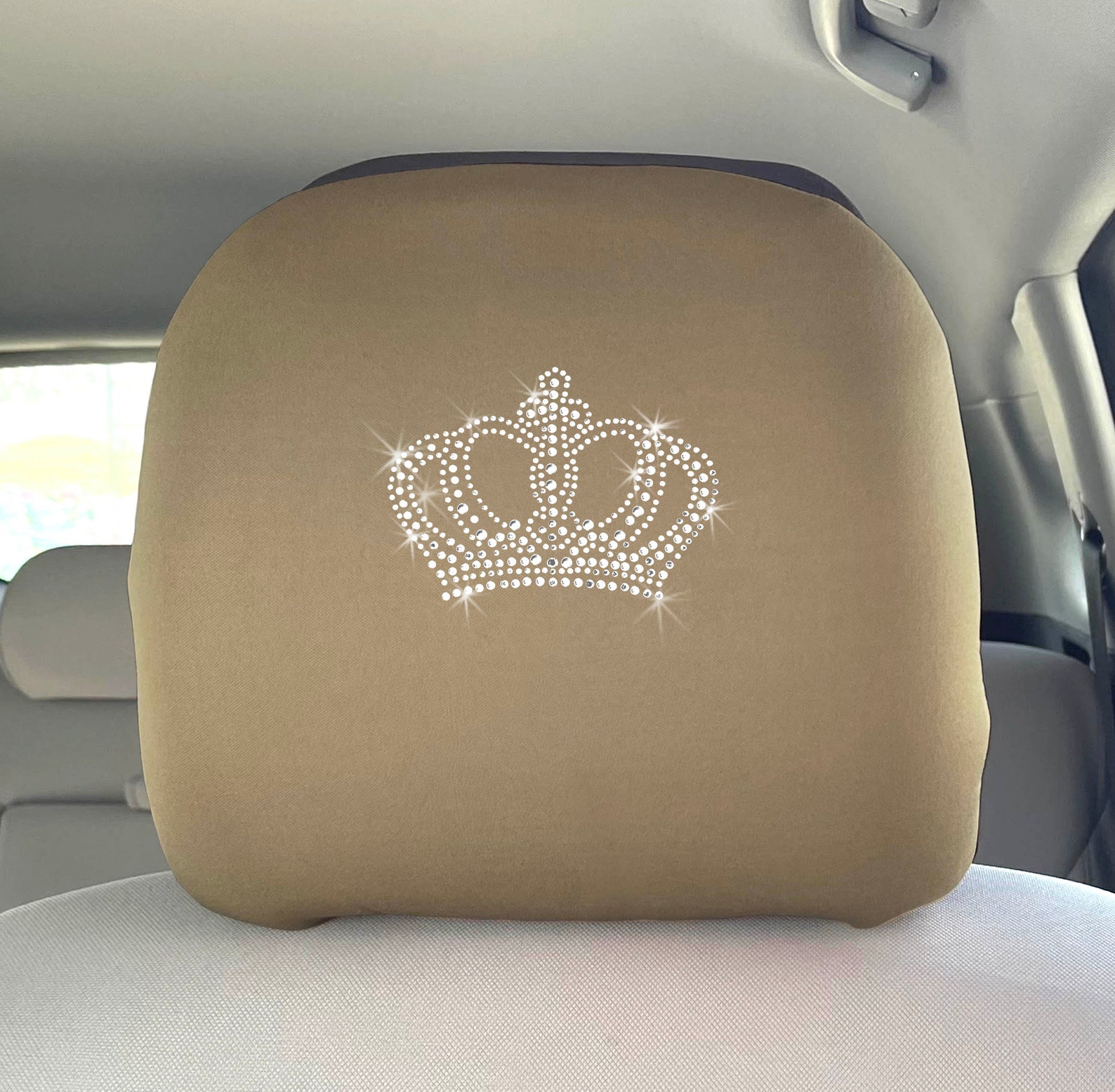 2 Pcs Crown Cute Bling Car Universal Head Rest Cover Crystal - Etsy