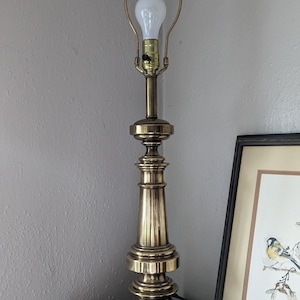 Stiffel Table Brass Lamp Metal Mid Century 31" Tall Socket Switch Jules ...