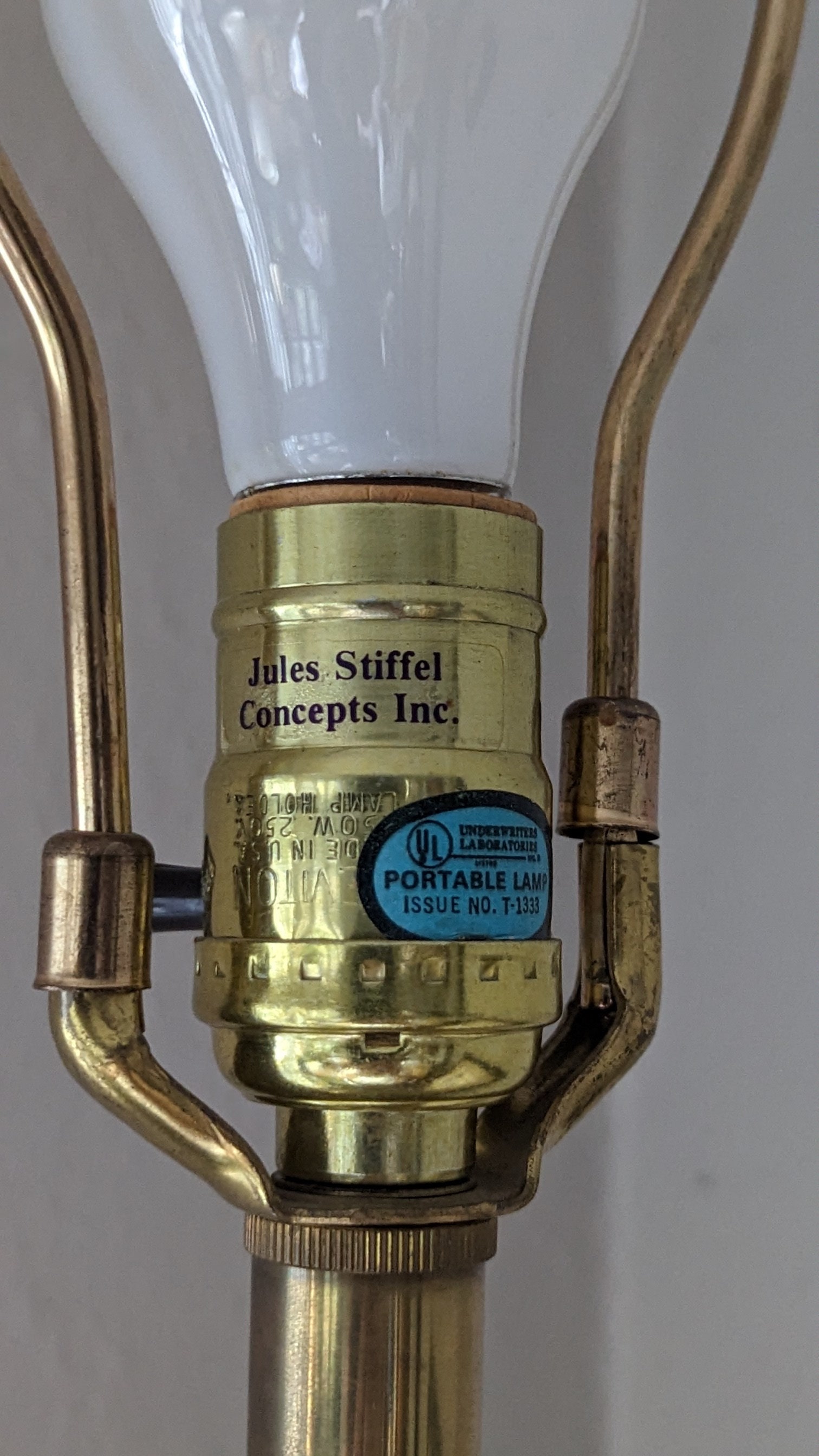 Stiffel Table Brass Lamp Metal Mid Century 31" Tall Socket Switch Jules ...