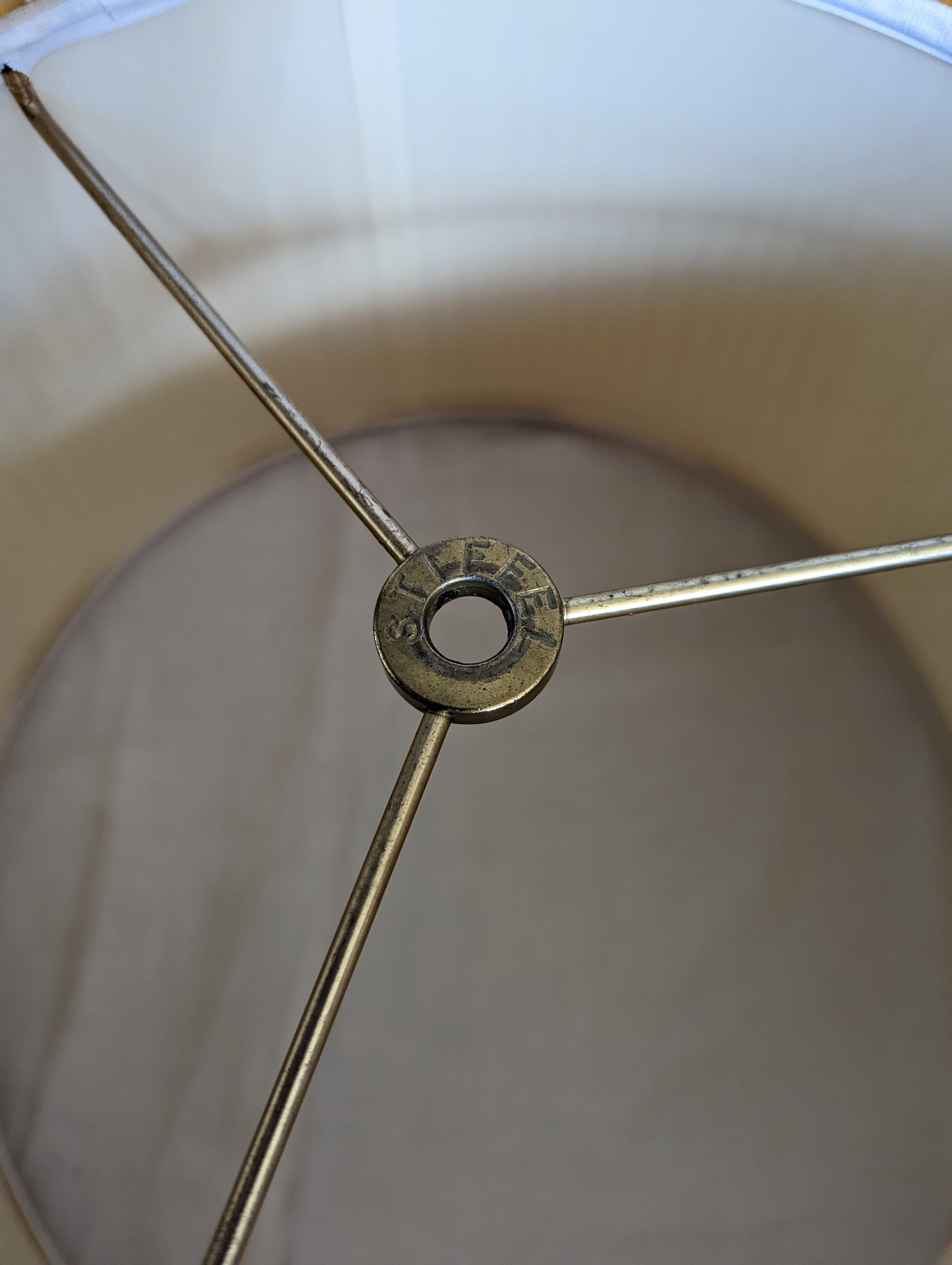 Stiffel Lamp Shade Vintage Tan Linen Tailored Pleats 12 Inch Tall 17 ...