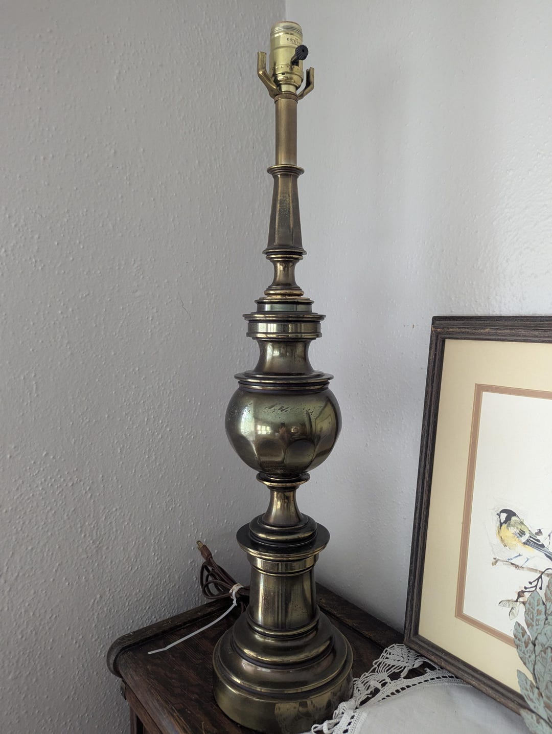 Stiffel Dark Brass Vintage Table Lamp 27.5 in Base Switch Heavy! Socket ...