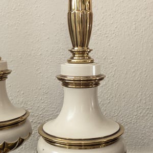 Stiffel Hollywood Regency Table Torchiere Lamp Ivory Brass 34 High ...