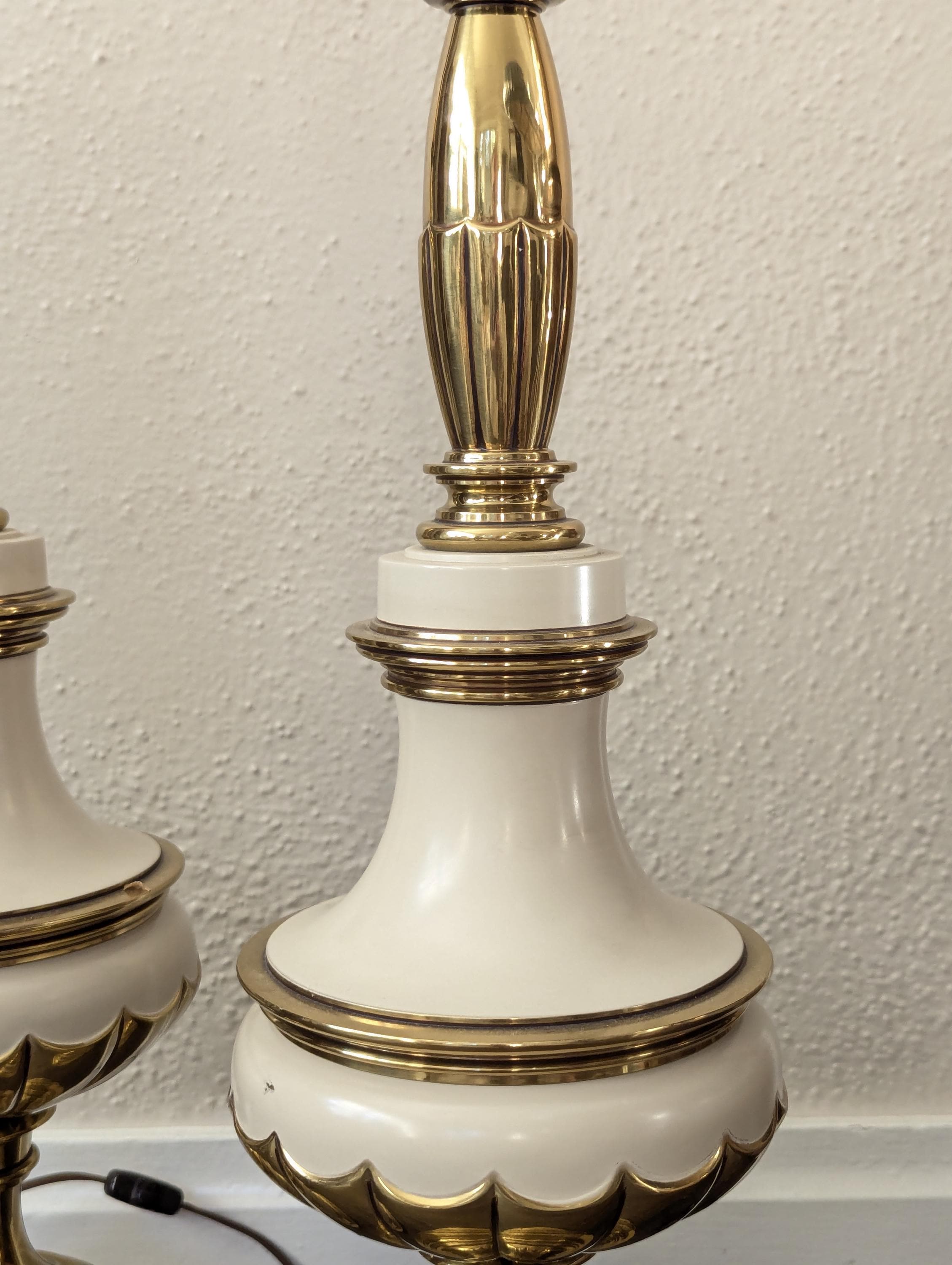 Stiffel Hollywood Regency Table Torchiere Lamp (1) Ivory + Brass 34 ...