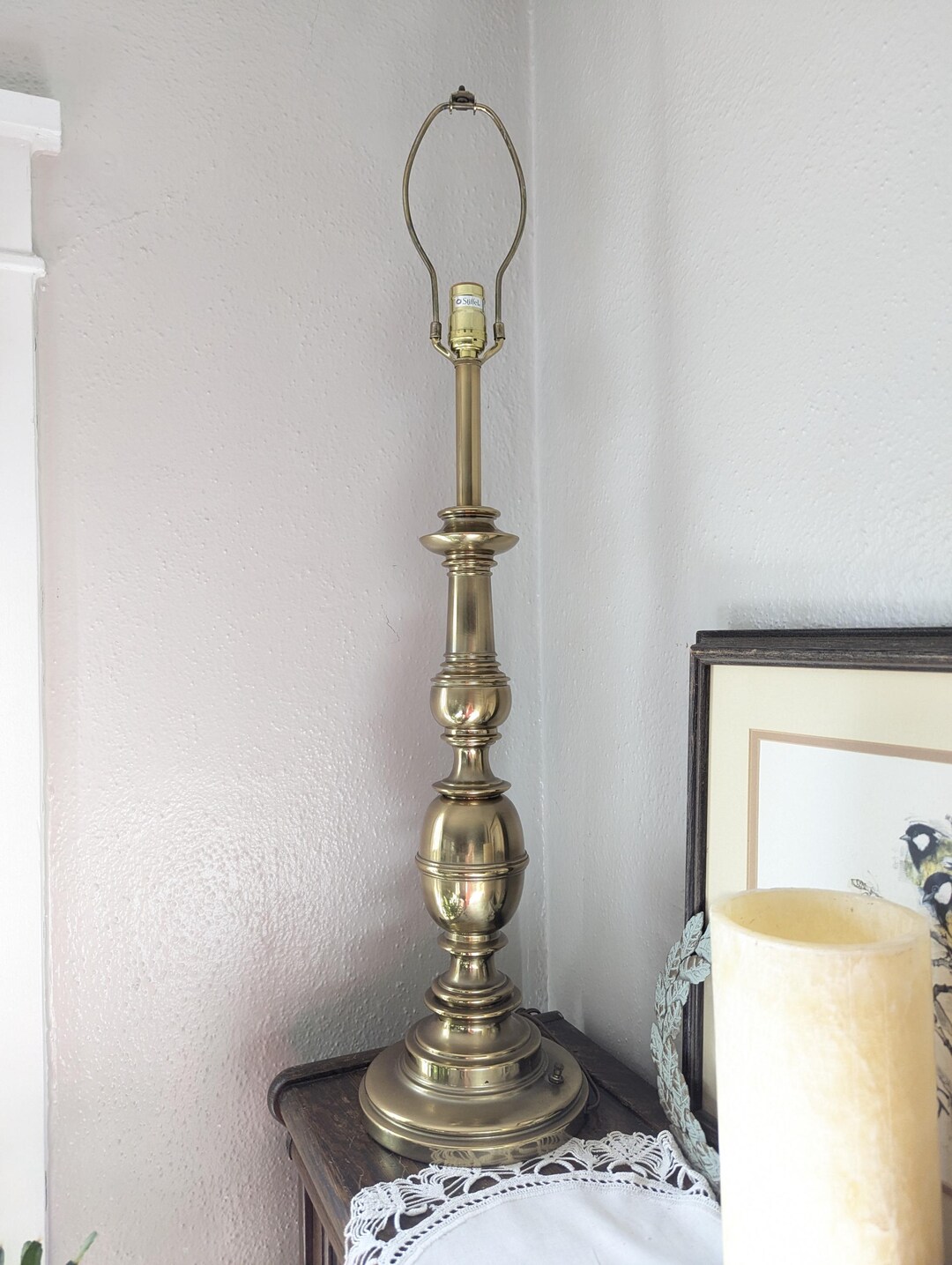 Stiffel Table Lamp Matte Brass 35" Tall Unique Base Switch - Etsy