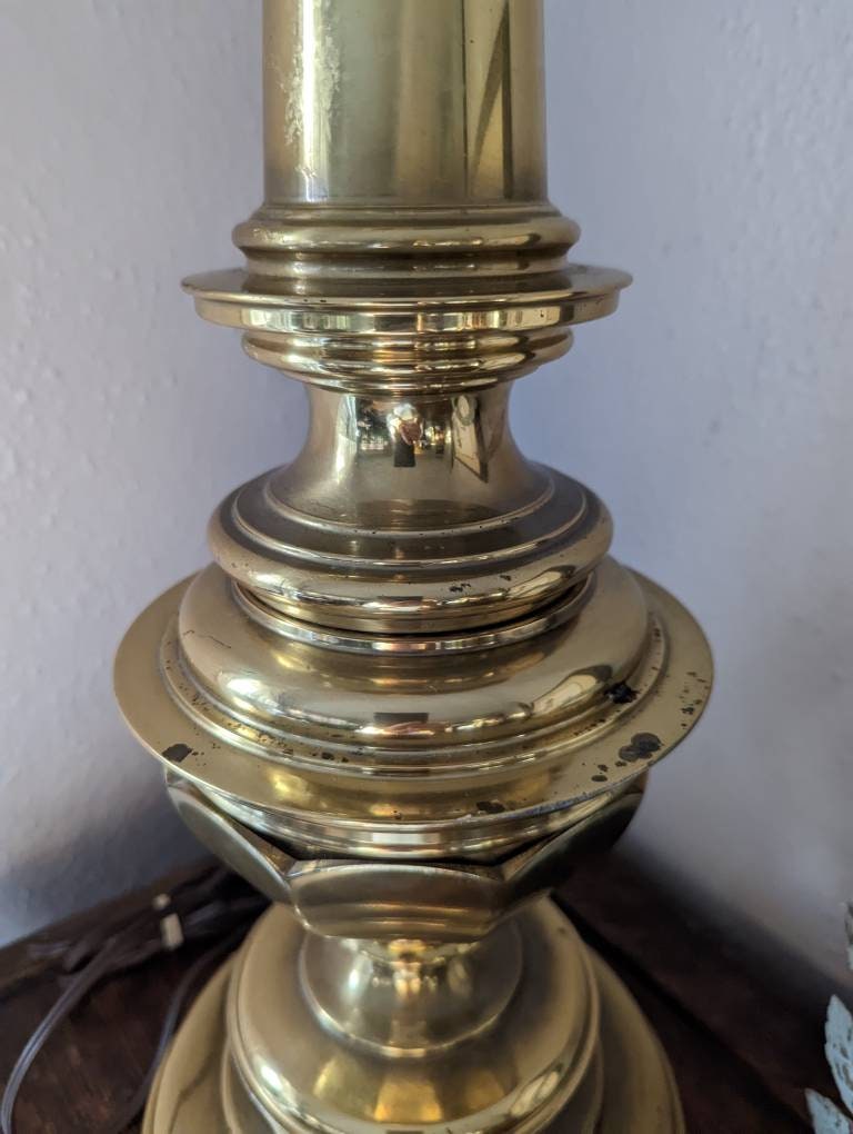 Stiffel Brass Table Lamp 33" Tall Dark Brass Switch on Socket - Etsy
