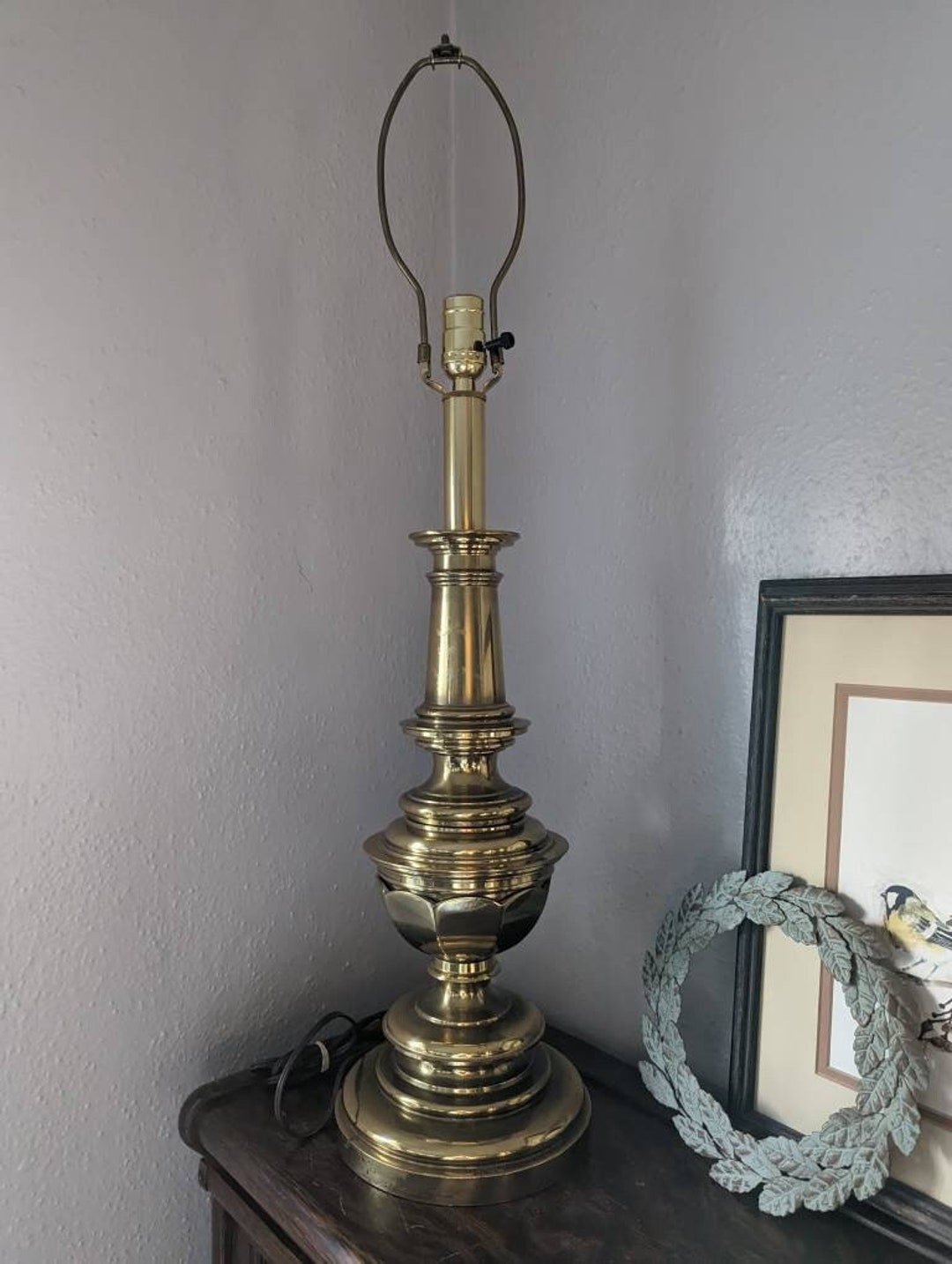 Stiffel Brass Table Lamp 33" Tall Dark Brass Switch on Socket - Etsy
