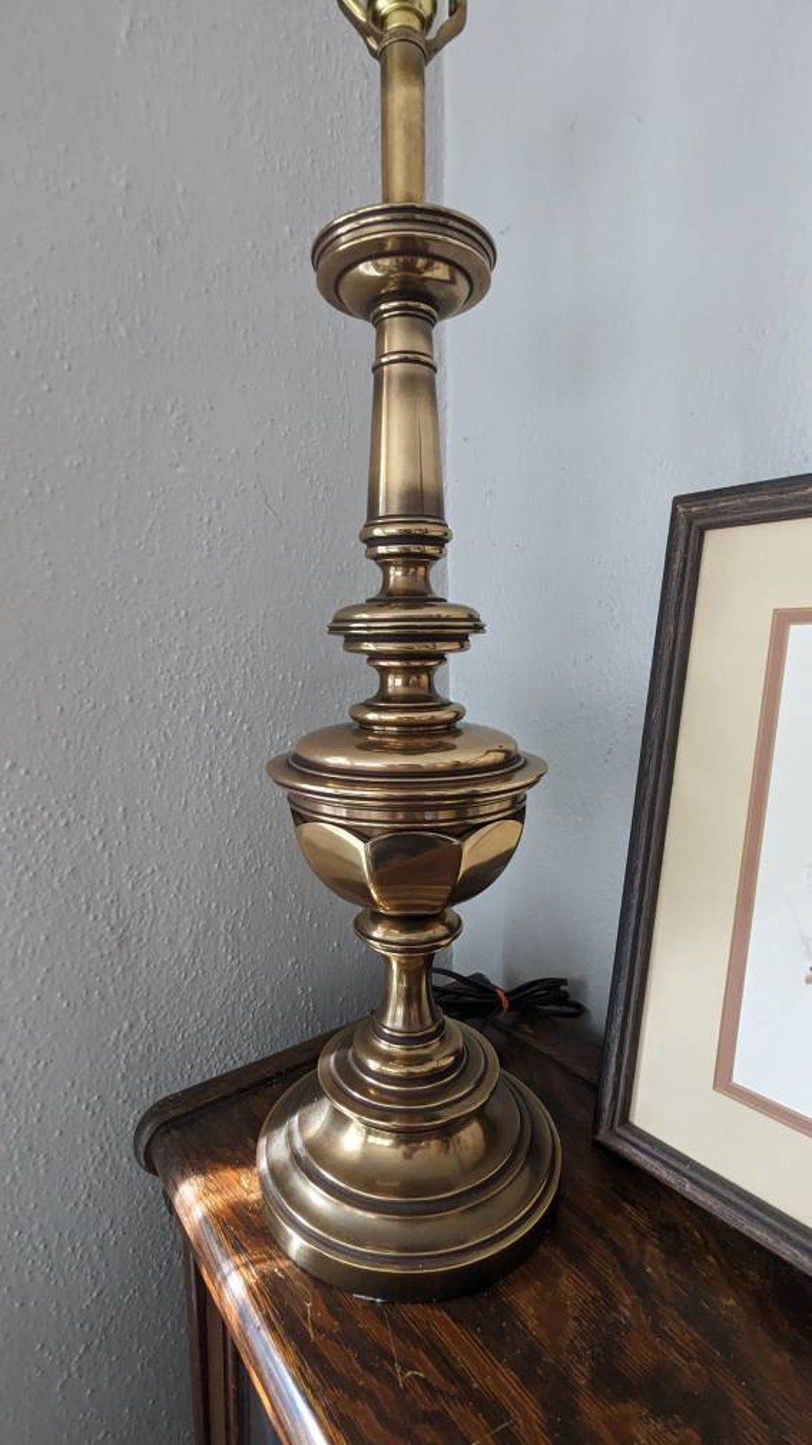 Stiffel Table Lamp Brass Heavy Mid Century 36" Tall Switch on Socket - Etsy